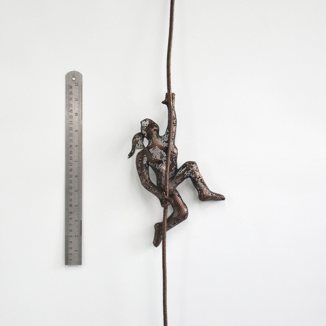 Miniature Metal Sculpture, Climbing Woman on Rope, Home Decor, Abstract ...