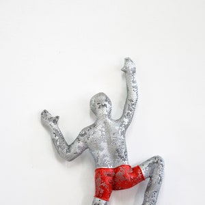 Climbing Man Figure, Metal Wall Art, Rock Climber, Wire Mesh Sculpture ...