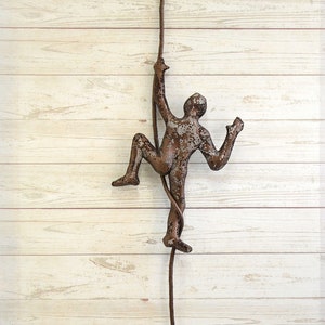 Rock Climber, Climbing Figure on the Rope, Metal Art, Sports Decor ...