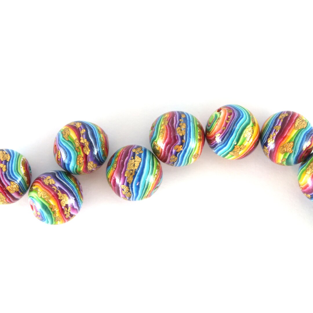 Stripes Round Beads for Jewelry Making Beads in Rainbow - Etsy