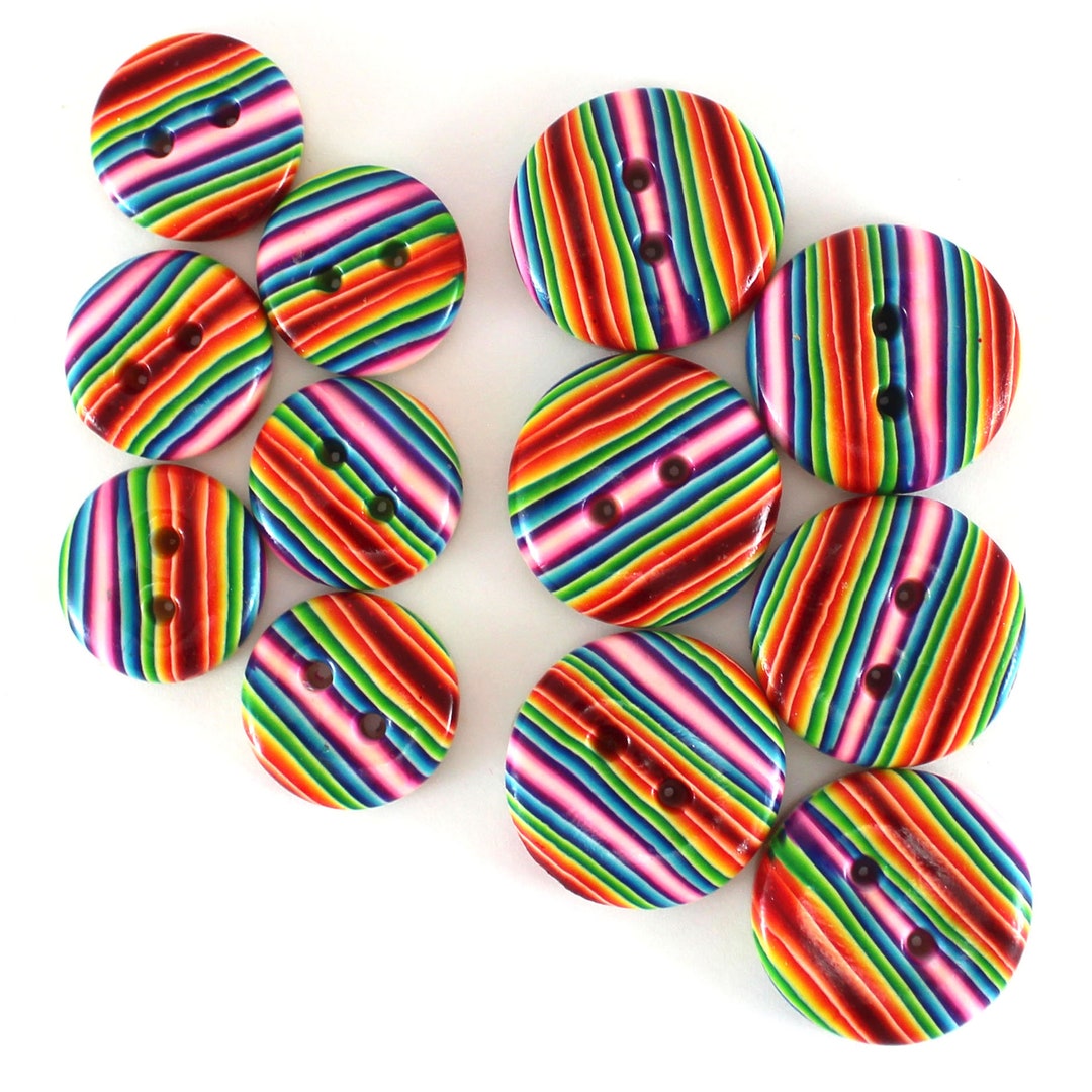 Colorful Stripes Round Designer Buttons Polymer Clay Clothing - Etsy