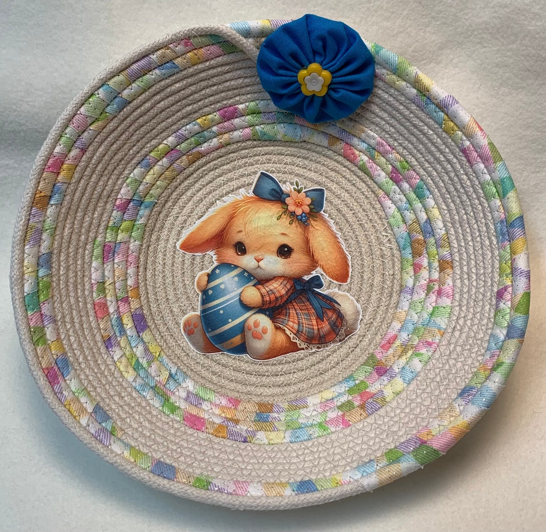 Easter Bunny Rope Bowl, Easter Rope Bowl, Fabric Rope Bowl, Gift for ...
