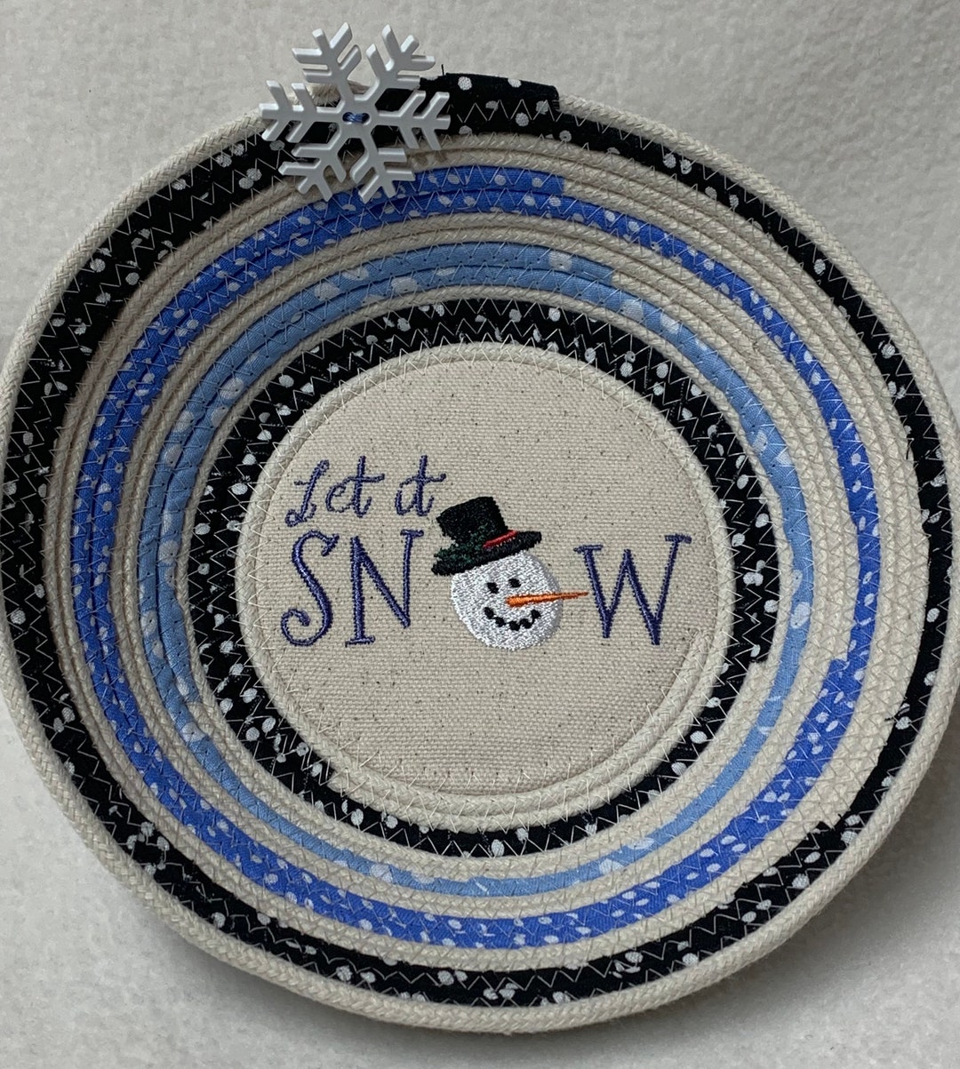 Let It Snow Rope Bowl, Winter Rope Bowl, Winter Decoration, Fabric Rope ...