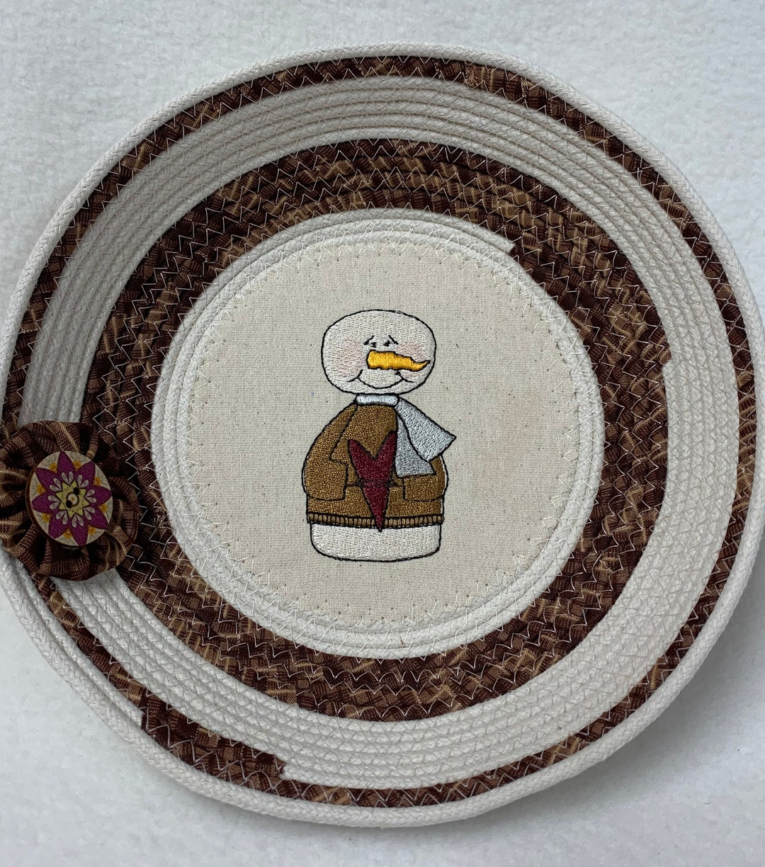 Snowman Rope Bowl, Christmas Rope Bowl, Holiday Decoration, Fabric Rope ...