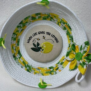 Fabric Rope Bowl, Rope Basket With Lemons, Lemon Bowl, Coiled Rope ...