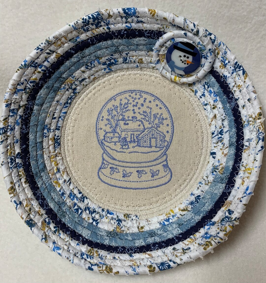 Snow Globe Rope Bowl, Holiday Rope Bowl, Winter Decoration, Fabric Rope ...