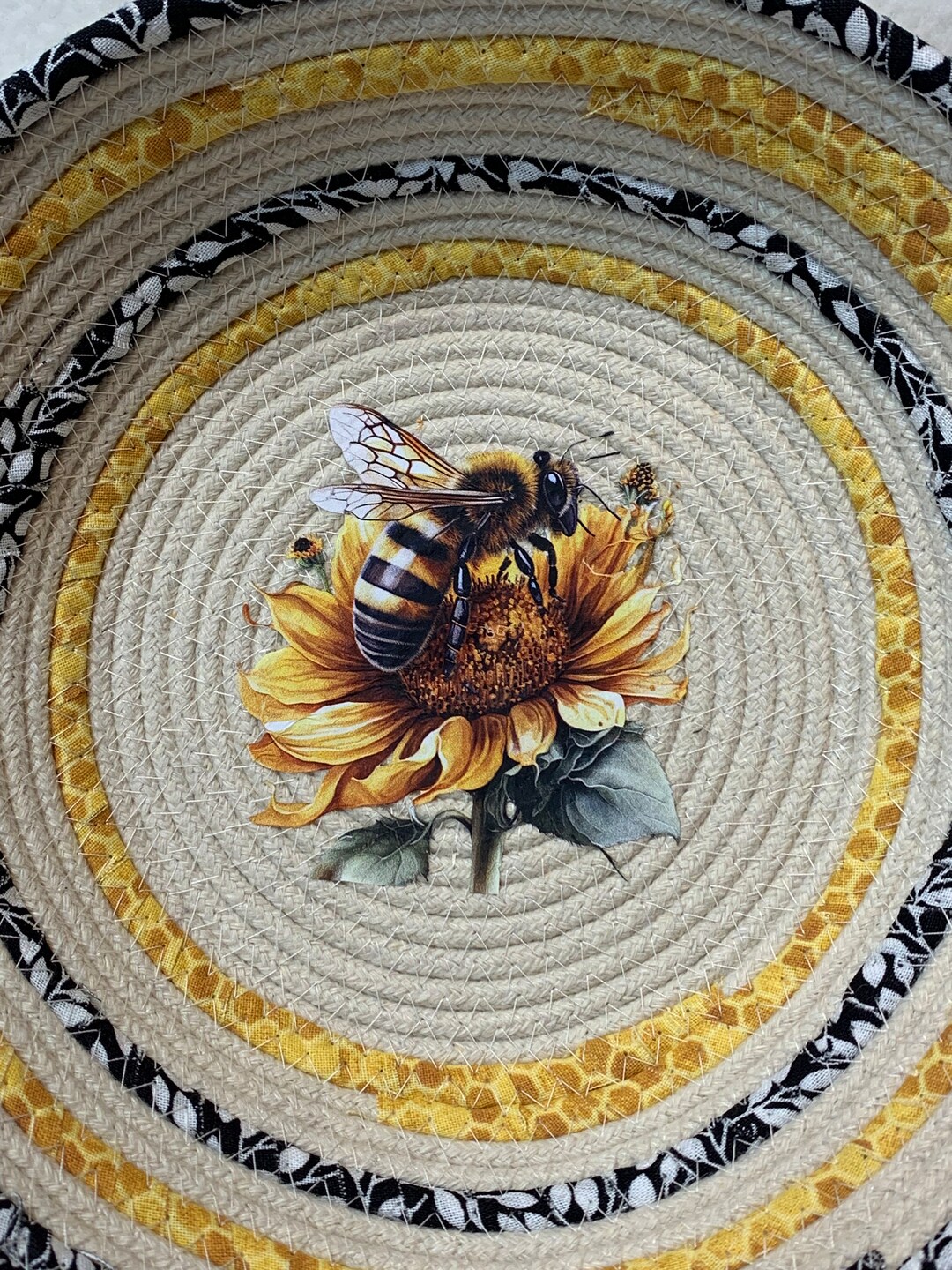 Bee Rope Basket, Fabric Rope Bowl, Bee Decoration, Bee Rope Bowl, Heat ...