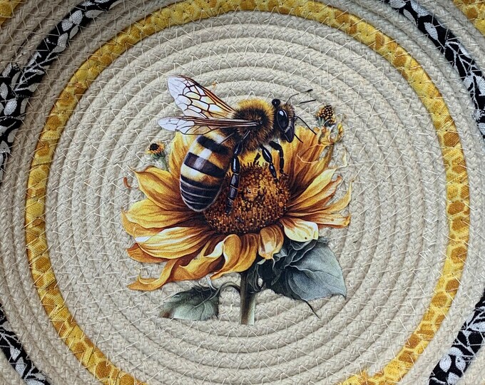 Bee Rope Basket, Fabric Rope Bowl, Bee Decoration, Bee Rope Bowl, Heat ...