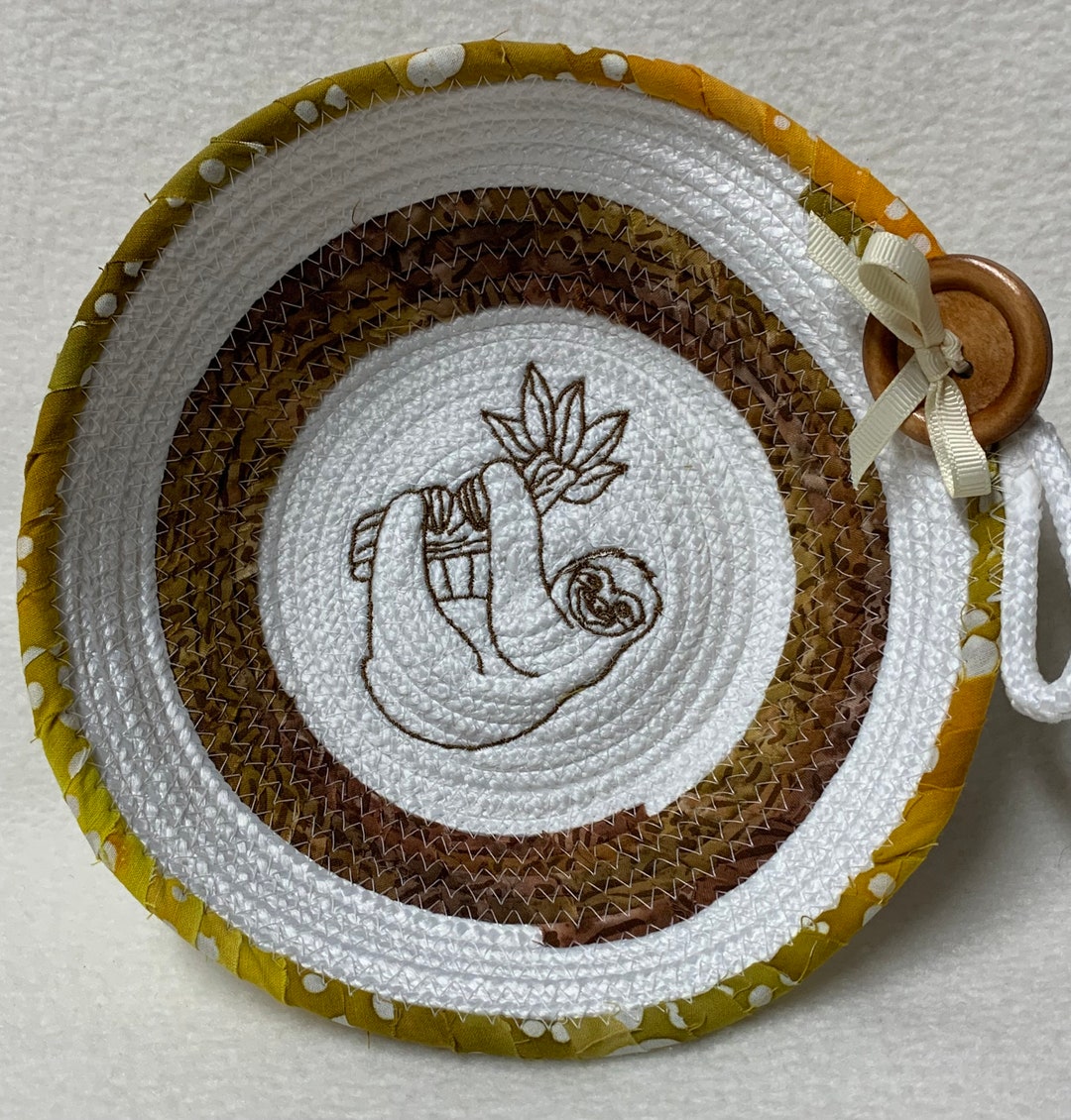 Fabric Rope Bowl, Coiled Rope Basket, Sloth Basket, Rope Bowl With a ...