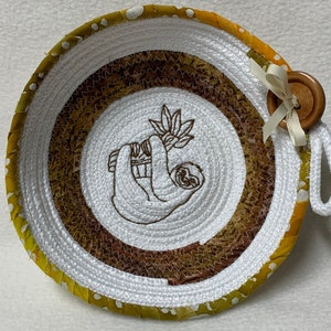 Fabric Rope Bowl, Coiled Rope Basket, Sloth Basket, Rope Bowl With a ...