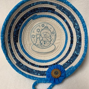 Snow Globe Rope Bowl, Holiday Rope Bowl, Winter Decoration, Fabric Rope ...