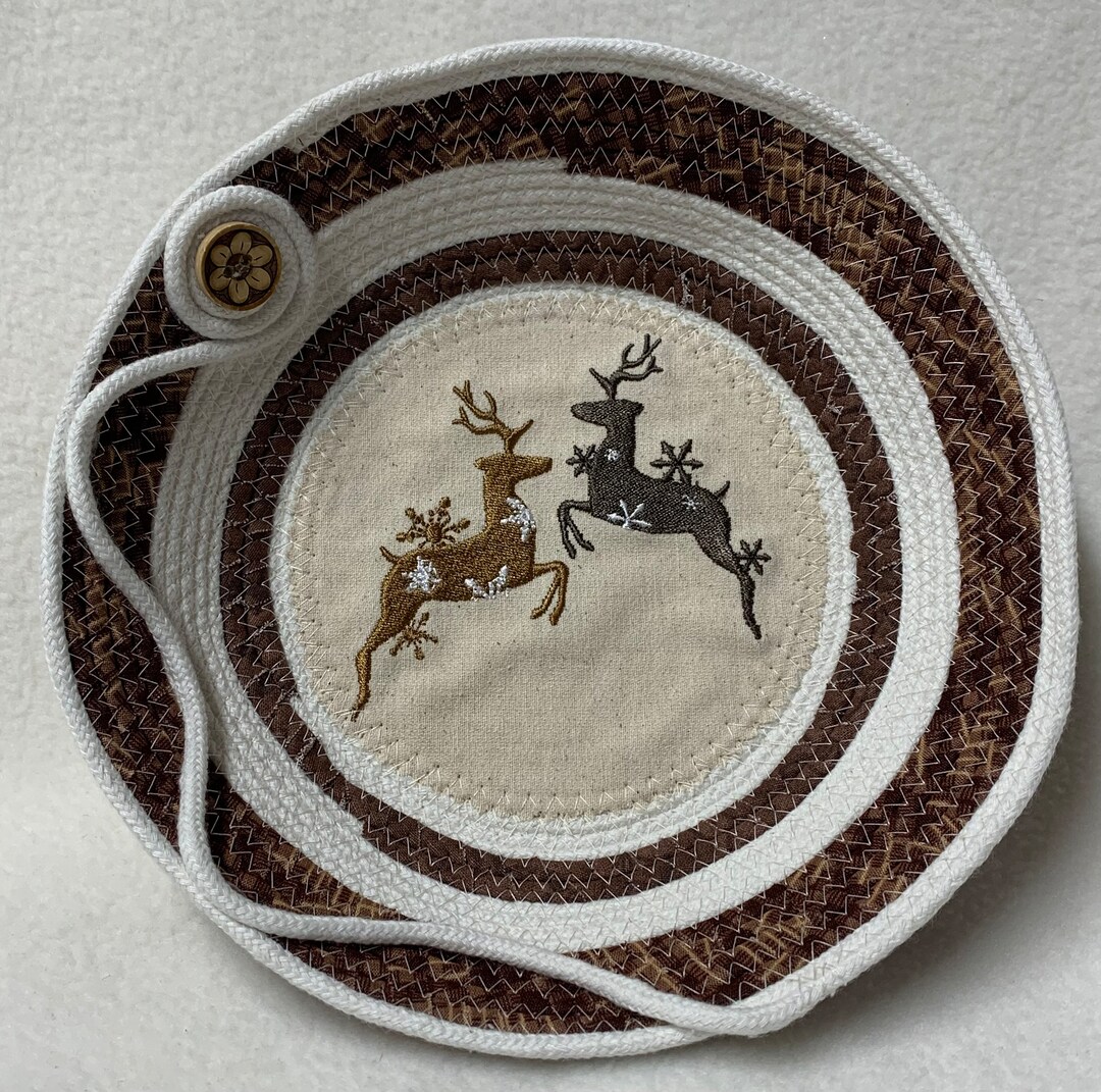 Winter Rope Bowl, Reindeer Rope Basket, Holiday Decoration, Fabric Rope ...