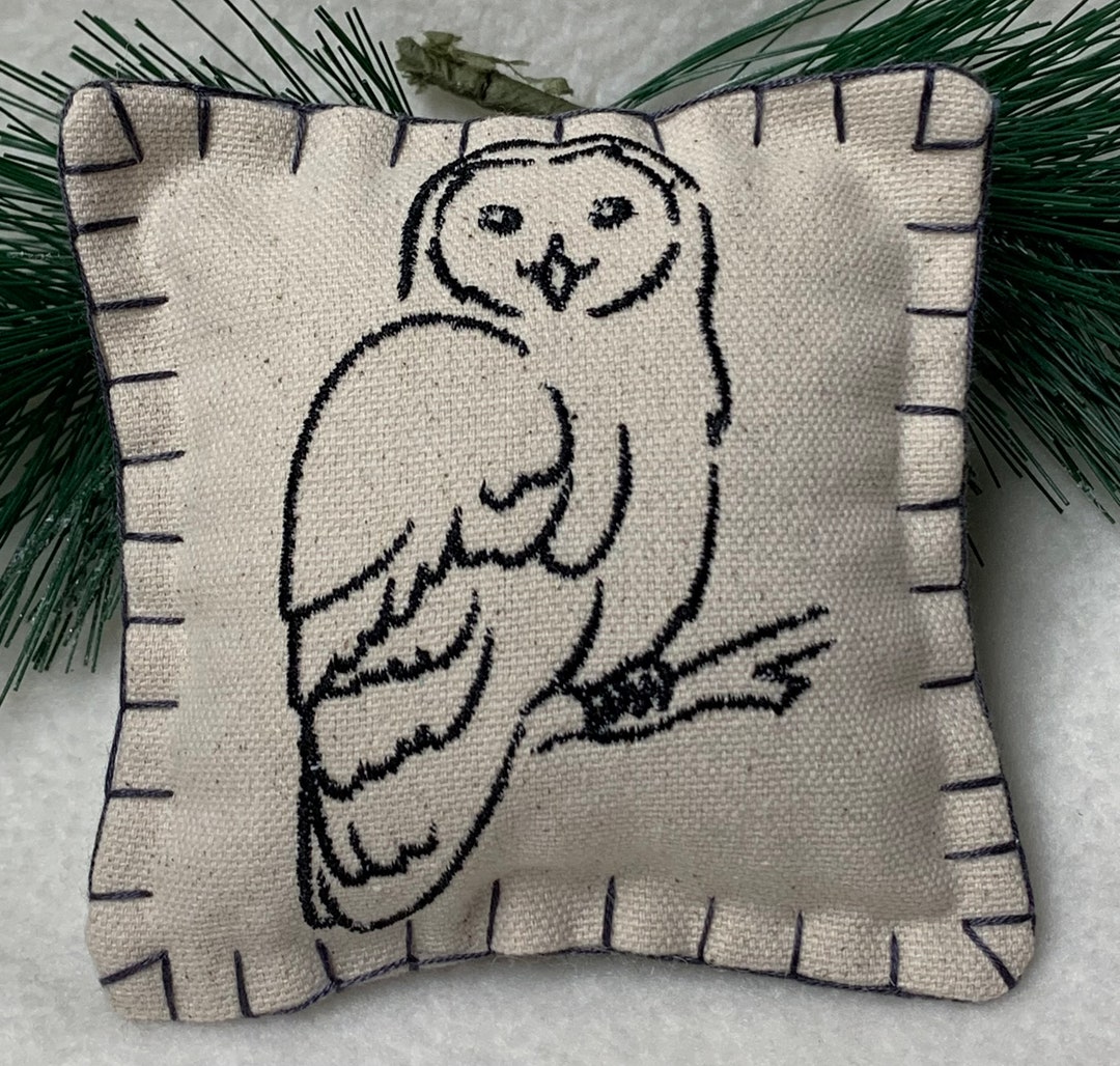 Owl Bowl Filler, Small Pillow With Embroidered Owl, Owl Pillow Tuck ...