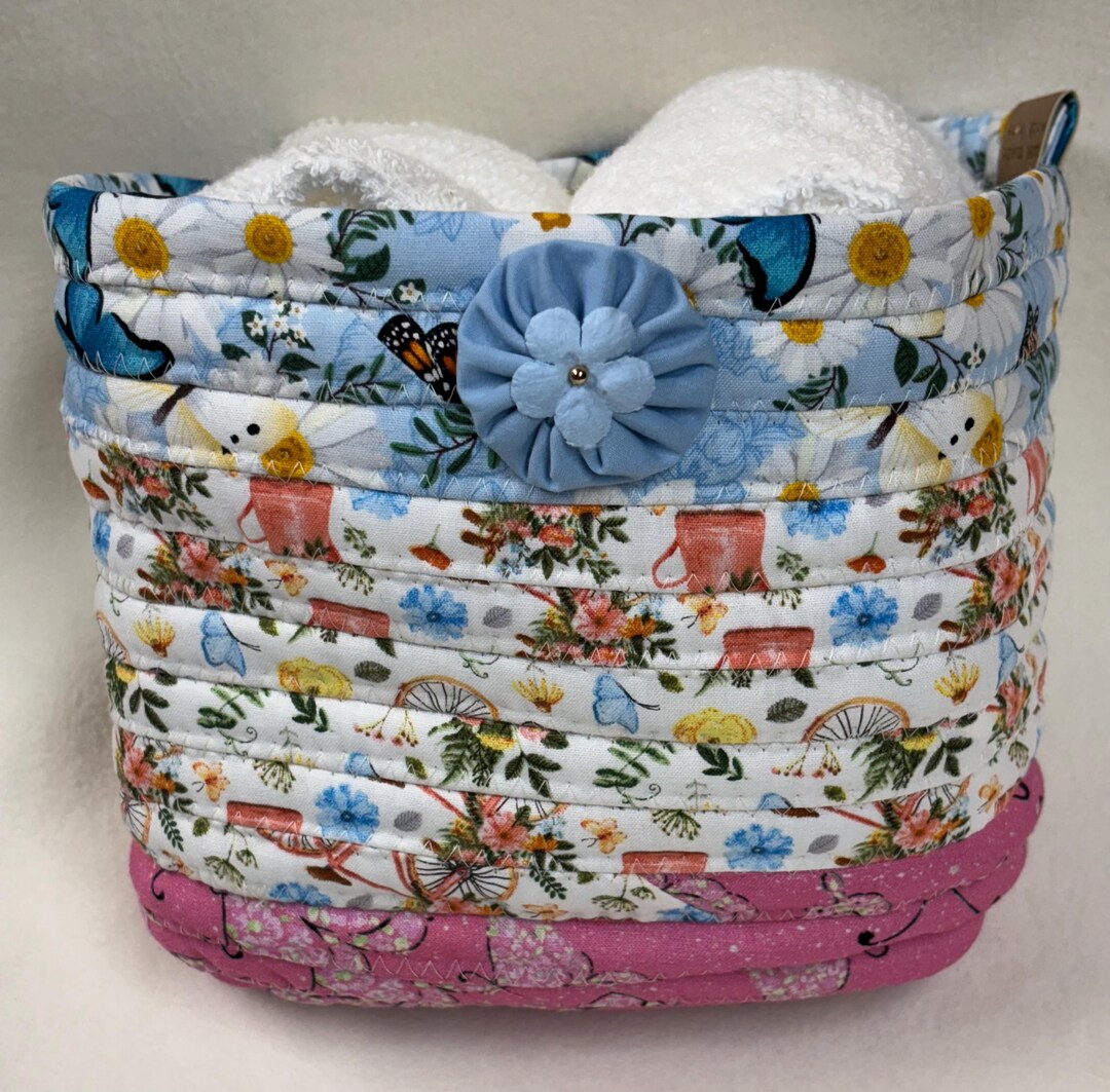 Handmade Fabric Basket: Multicolor Floral Jelly Roll Strip Container - Etsy