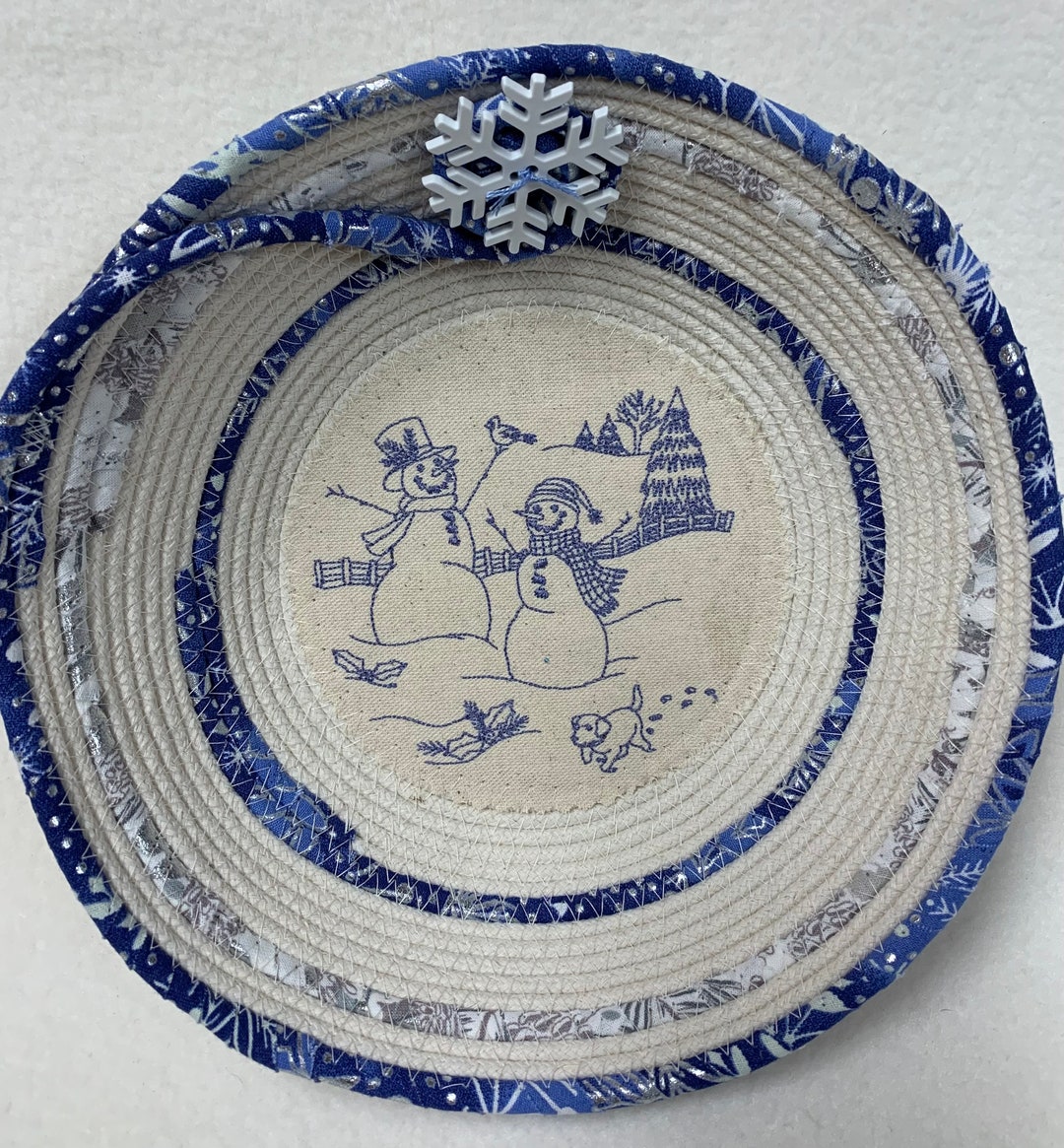Snowmen Rope Bowl, Holiday Rope Bowl, Holiday Decoration, Fabric Rope ...