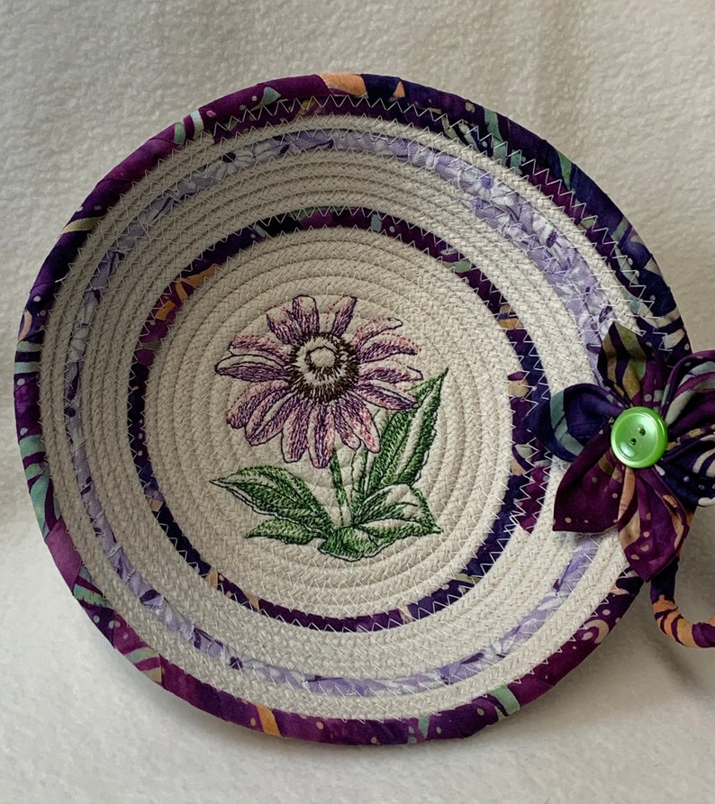 Purple Coneflower Rope Bowl Floral Rope Basket Clothesline - Etsy