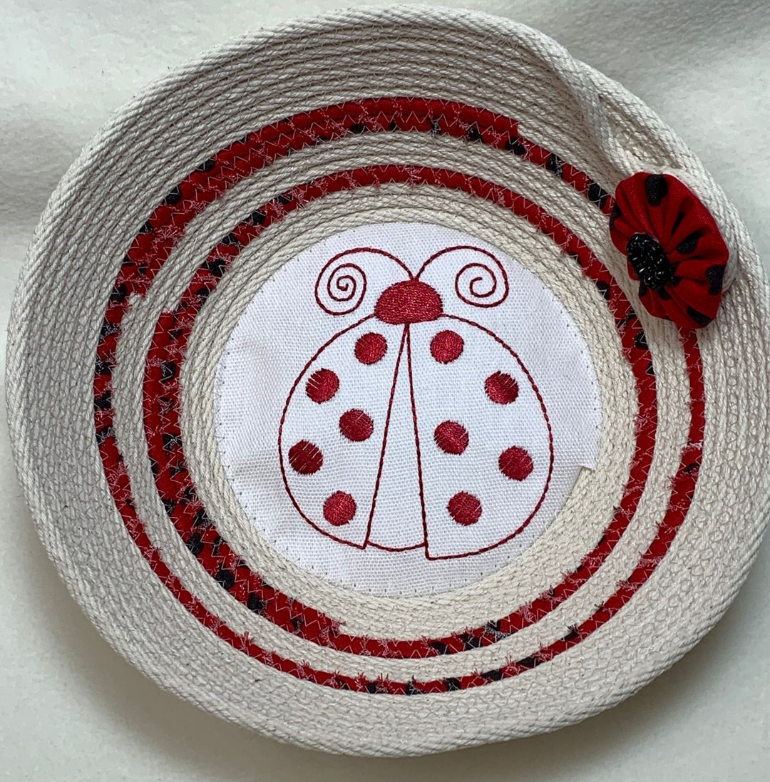 Ladybug Rope Bowl, Lady Bug Rope Basket, Clothesline Rope Basket ...