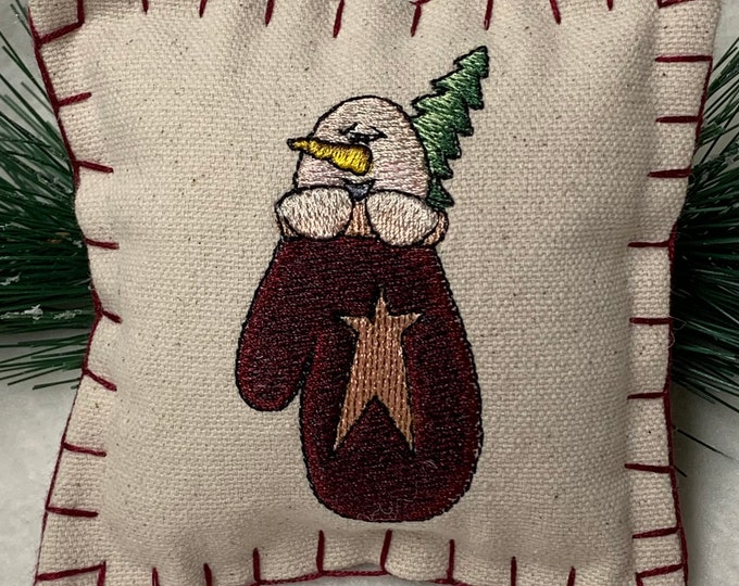 Embroidered Snowman Pillow Tuck, Winter Mitten Design - Etsy