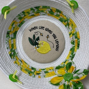 Fabric Rope Bowl, Rope Basket With Lemons, Lemon Bowl, Coiled Rope ...