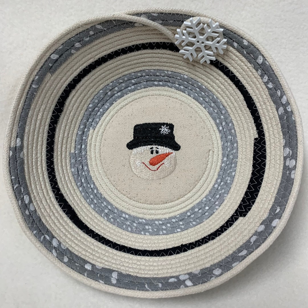 Snowman Rope Bowl, Winter Rope Bowl, Winter Decoration, Fabric Rope ...