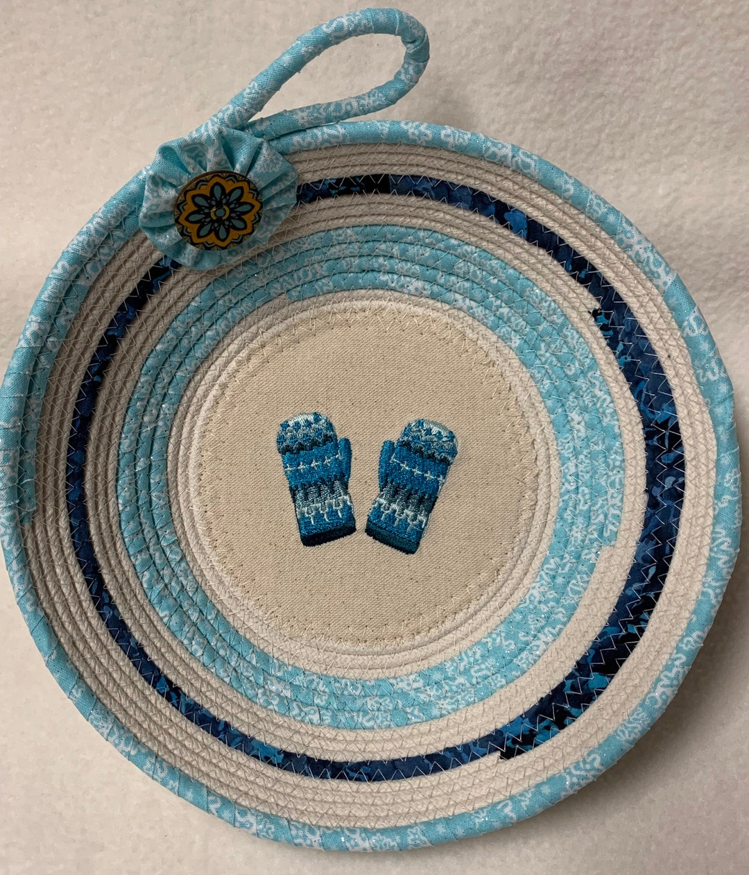 Winter Rope Bowl, Mitten Rope Bowl, Holiday Decoration, Fabric Rope ...