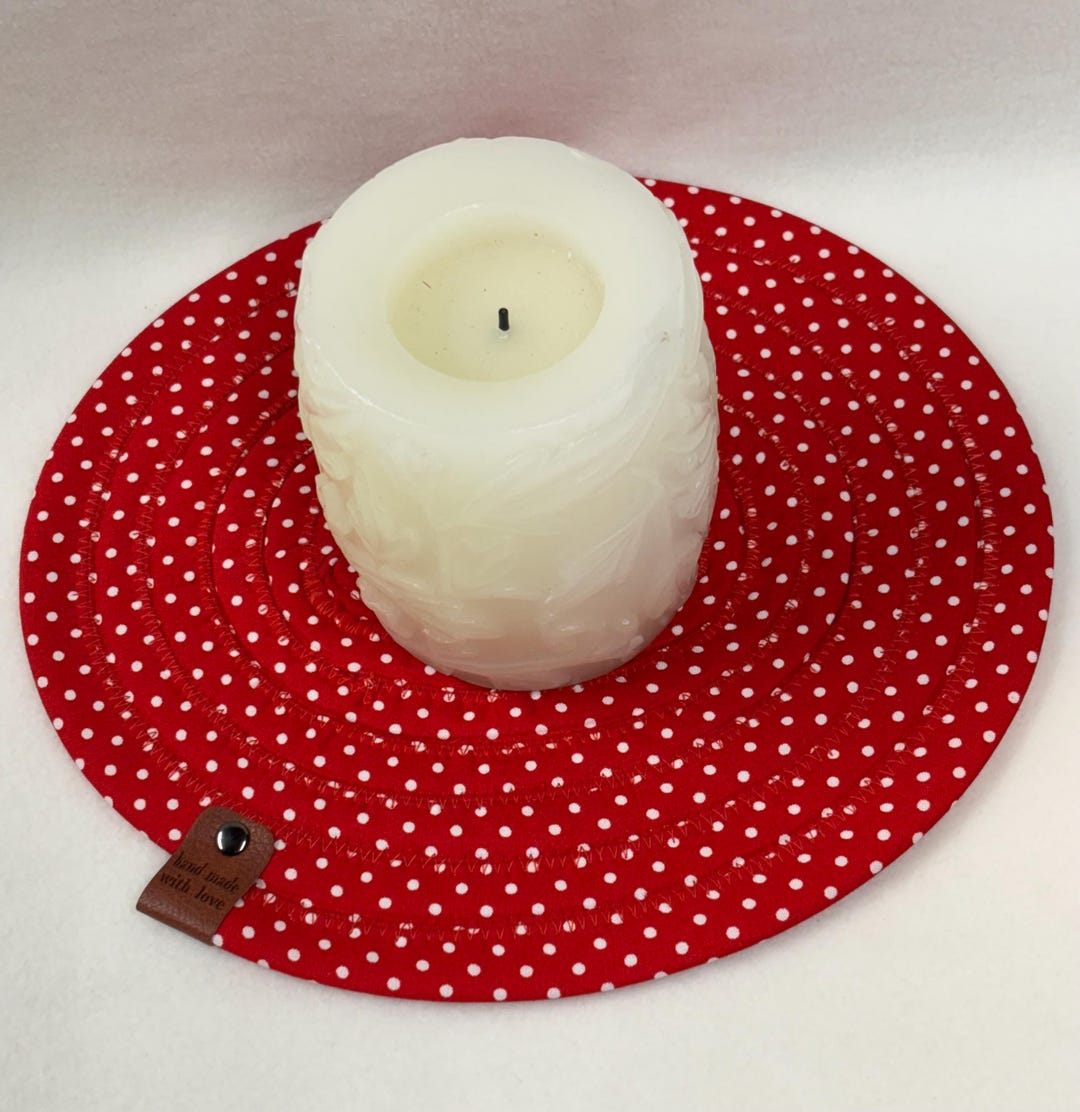 Red Dotted Candle Mat: Handmade Cotton Table Centerpiece - Etsy