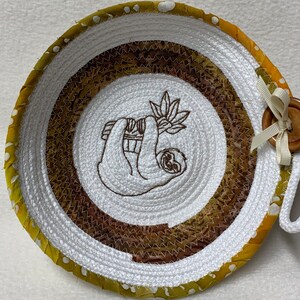 Fabric Rope Bowl, Coiled Rope Basket, Sloth Basket, Rope Bowl With a ...
