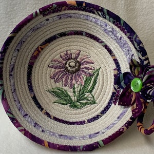 Purple Coneflower Rope Bowl Floral Rope Basket Clothesline - Etsy