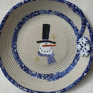 Snowman Rope Bowl, Winter Rope Bowl, Holiday Decoration, Fabric Rope ...