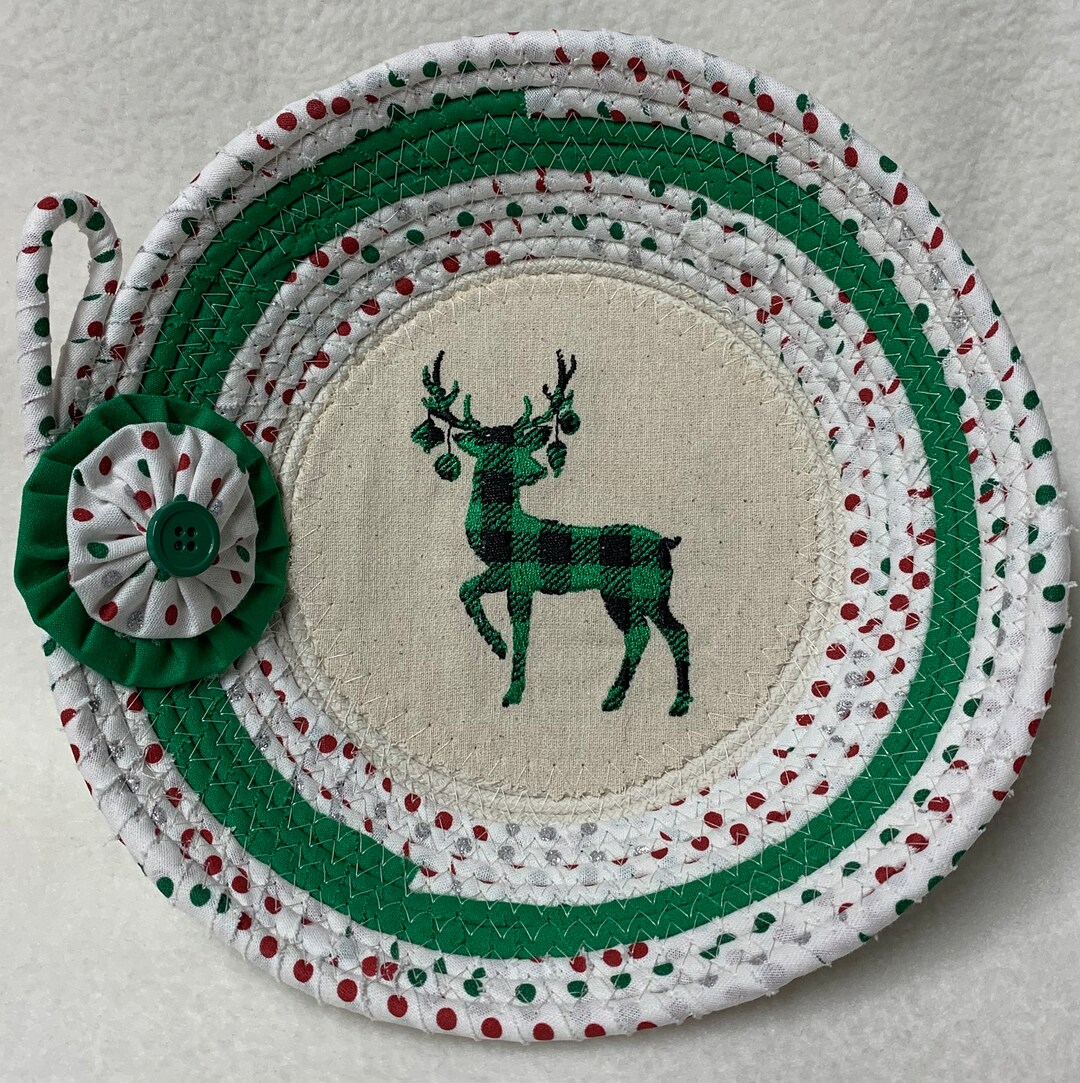 Winter Rope Bowl, Reindeer Rope Basket, Holiday Decoration, Fabric Rope ...