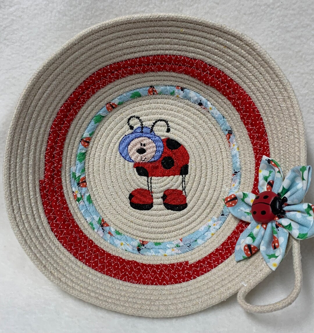 Ladybug Rope Bowl, Lady Bug Rope Basket, Clothesline Rope Basket ...