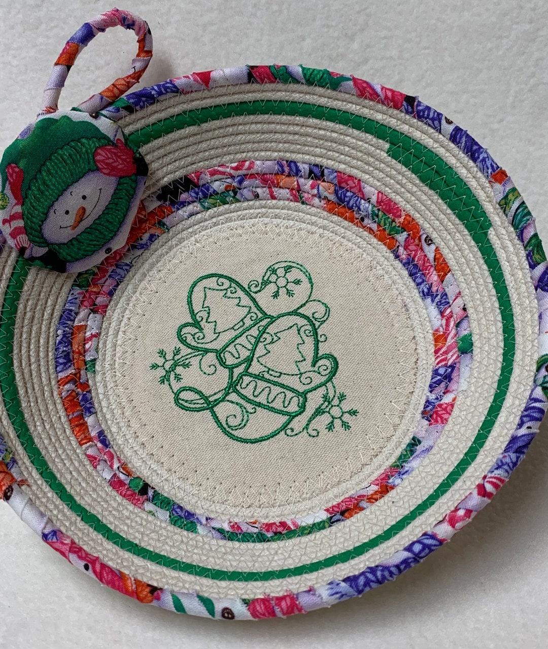 Winter Rope Bowl, Holiday Rope Bowl, Holiday Decoration, Fabric Rope ...