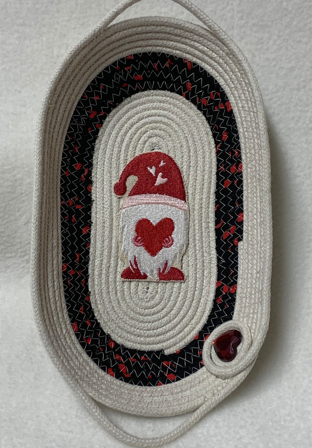 Valentine Gnome, Valentine Rope Bowl, Fabric Rope Bowl, Valentine ...