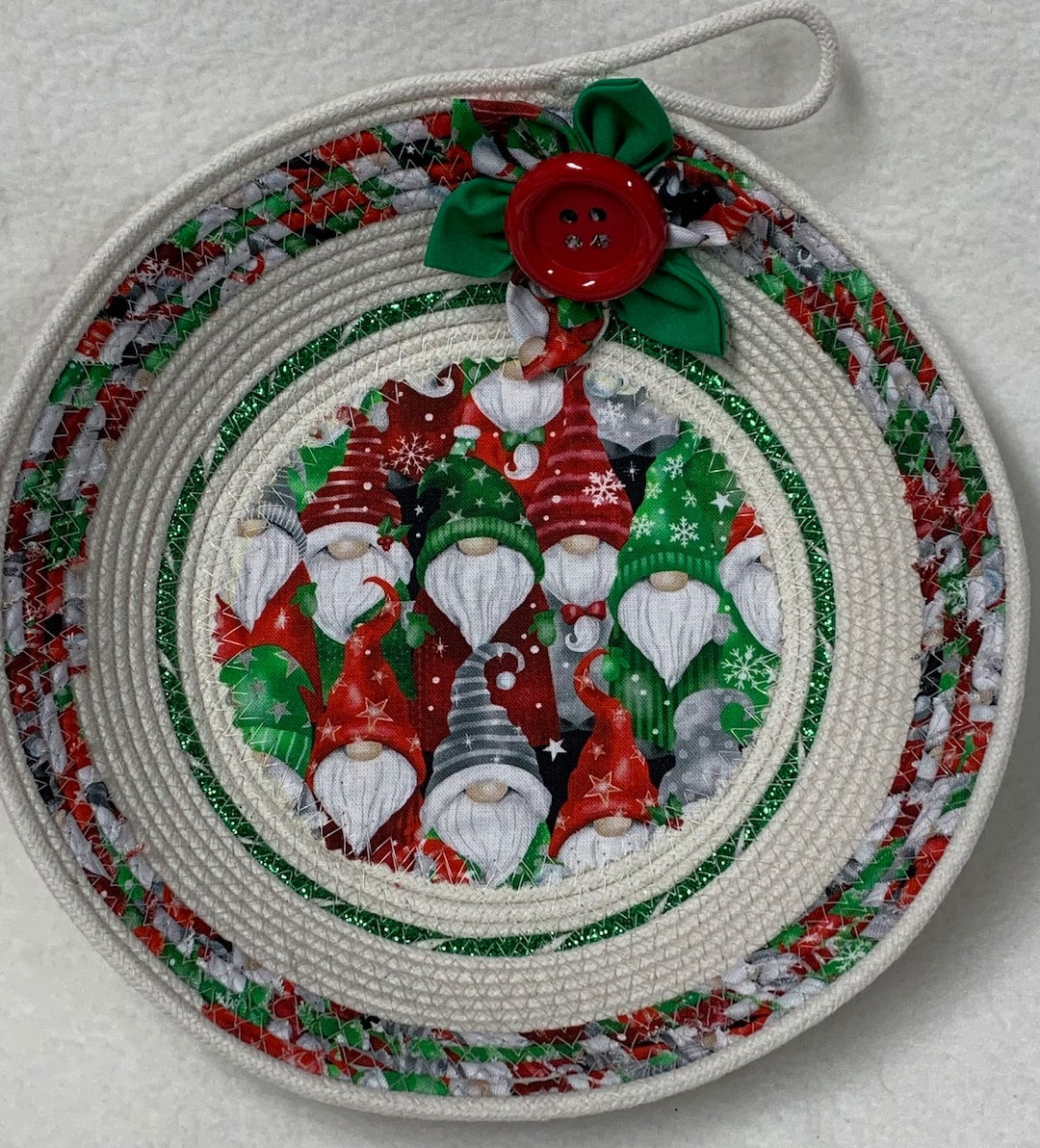 Gnome Rope Bowl, Christmas Rope Bowl, Holiday Decoration, Fabric Rope ...