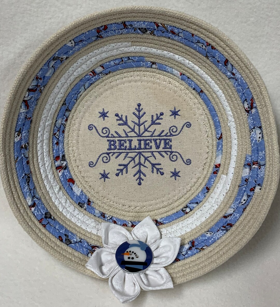 Snowflake Rope Bowl, Christmas Rope Bowl, Holiday Decoration, Fabric ...