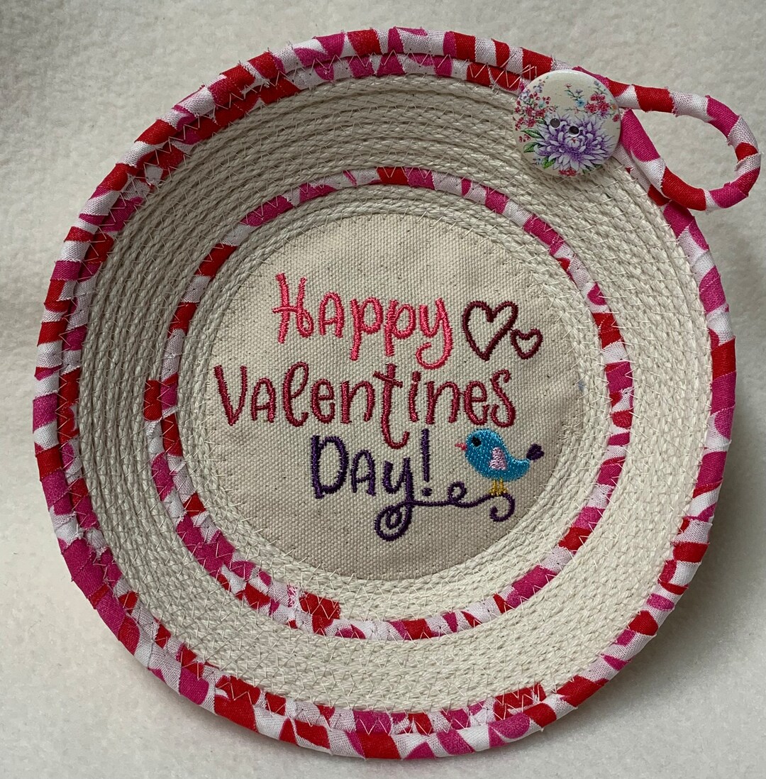 Valentine Candy Dish, Fabric Rope Bowl, Gift for Valentines Day ...