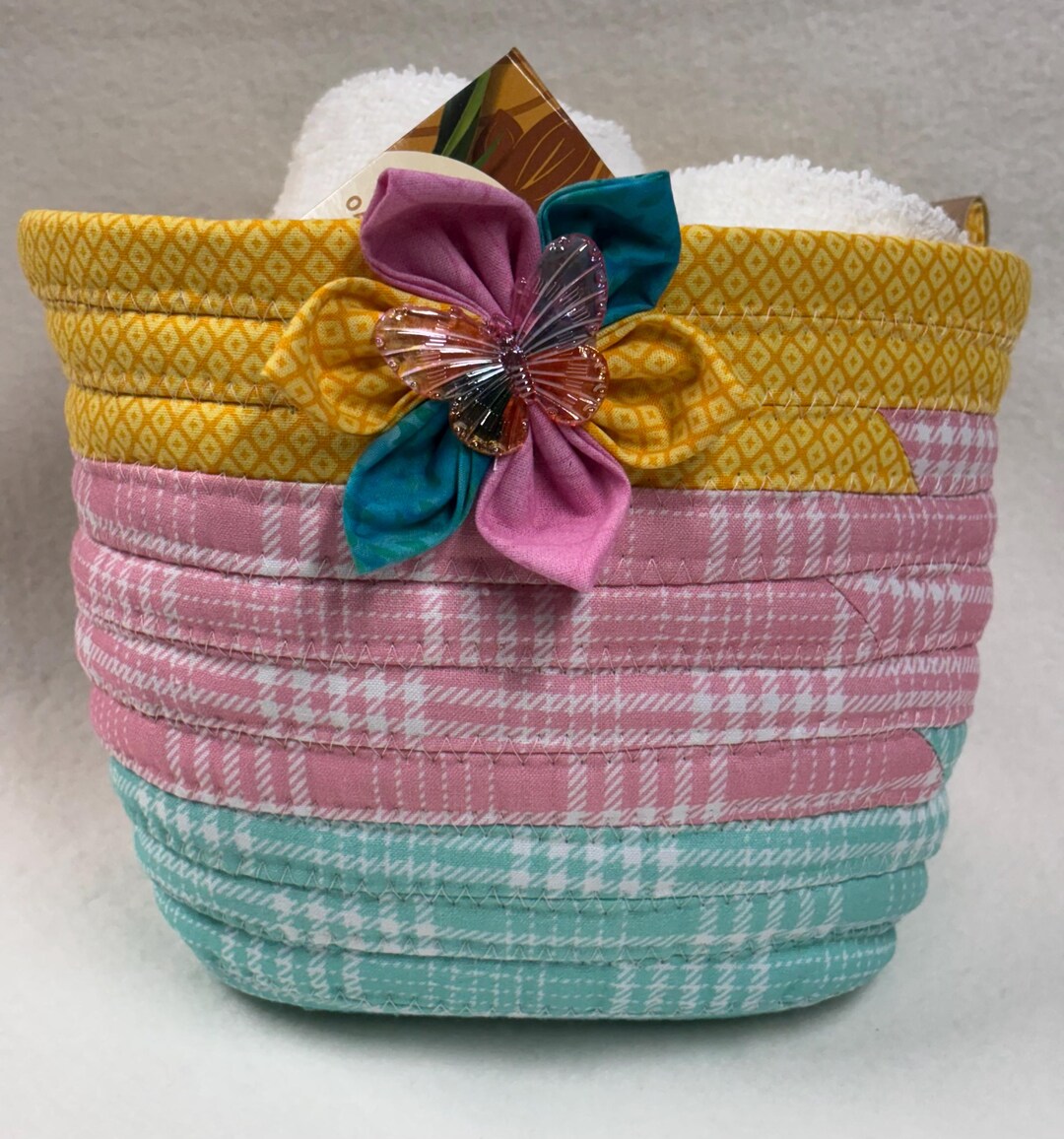 Fabric Wrapped Basket, Jelly Roll Basket, Fabric Bowl, Storage Basket ...