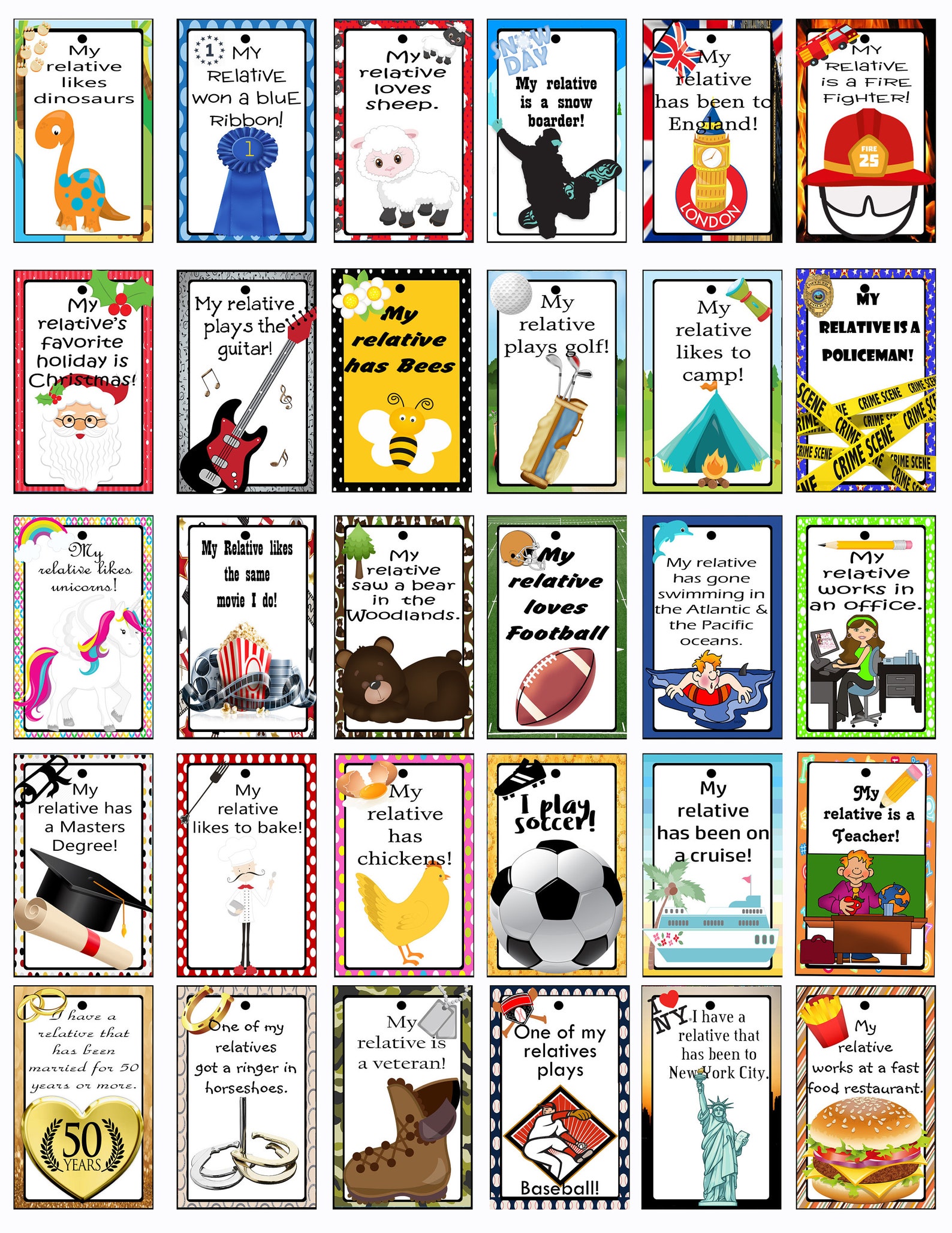 Family Reunion Brag Badges- Get to Know Your Family - Etsy