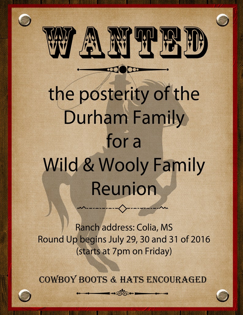 Western Reunion or Party Theme Package. This 50 Page DIGITAL DOWNLOAD ...
