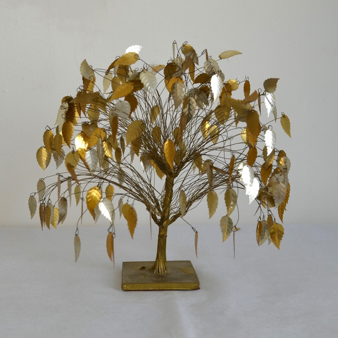 Vintage Mid Century Gold Brass Metal Wire Money Tree Sculpture - Etsy