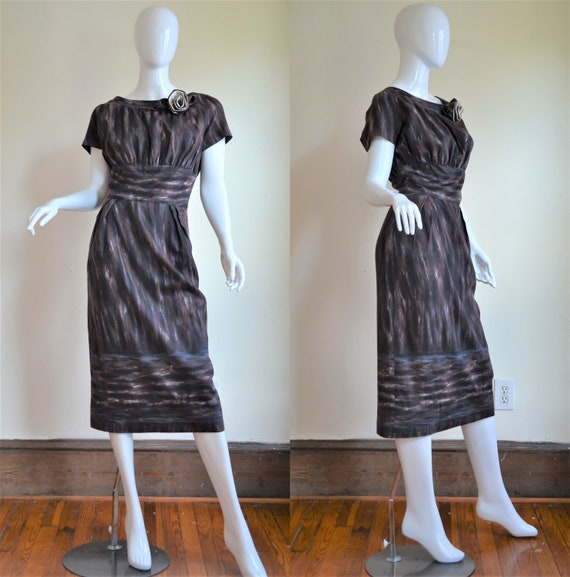 1950s miss Tall America Cotton Watercolor Wiggle - Etsy