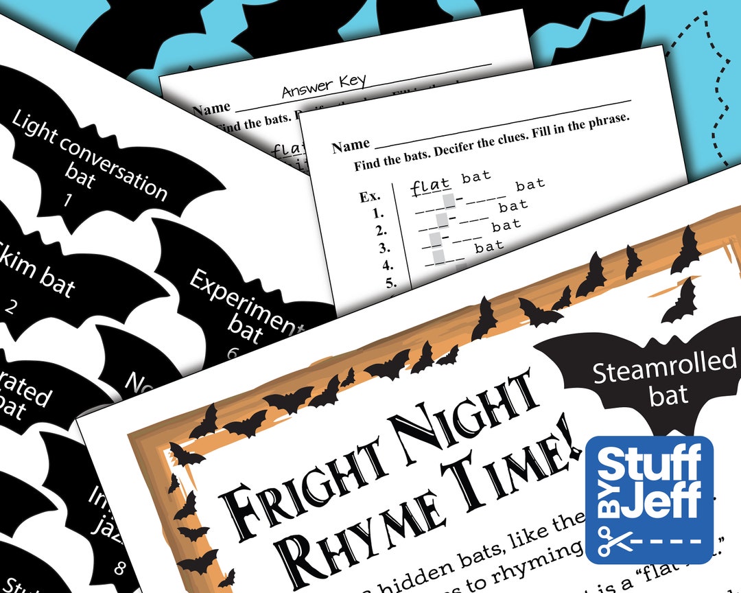 Halloween Party Game Find-a-bat rhyme Time Digital Download Unique Fun ...