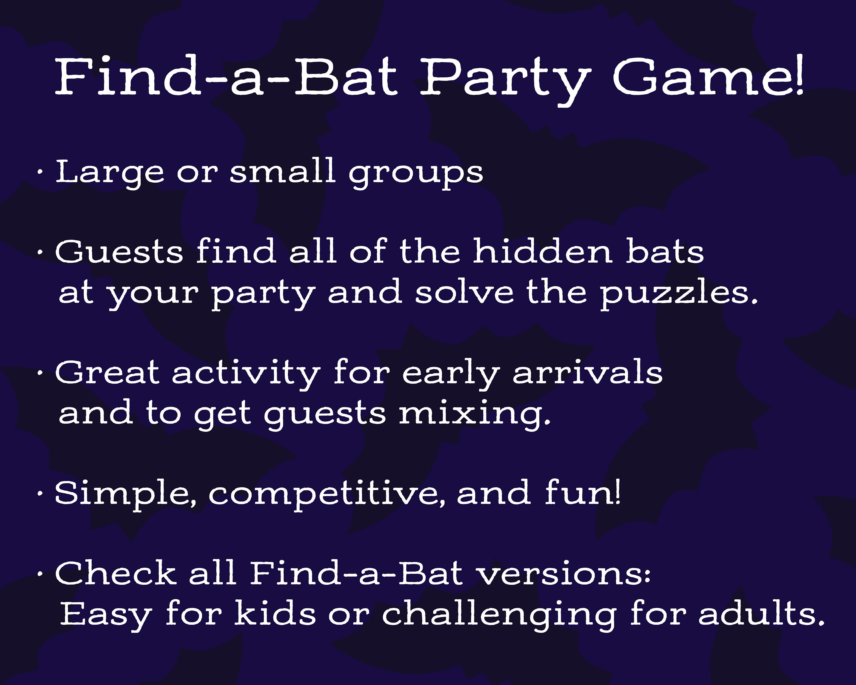 Halloween Party Game - Find-a-bat "bat-egories" - Digital Download ...