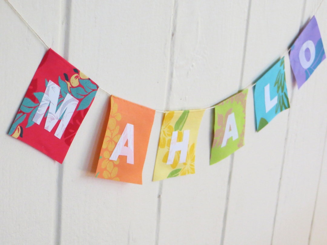 Hawaiian Aloha Mahalo Banner, Rainbow Fabric Flags - Etsy