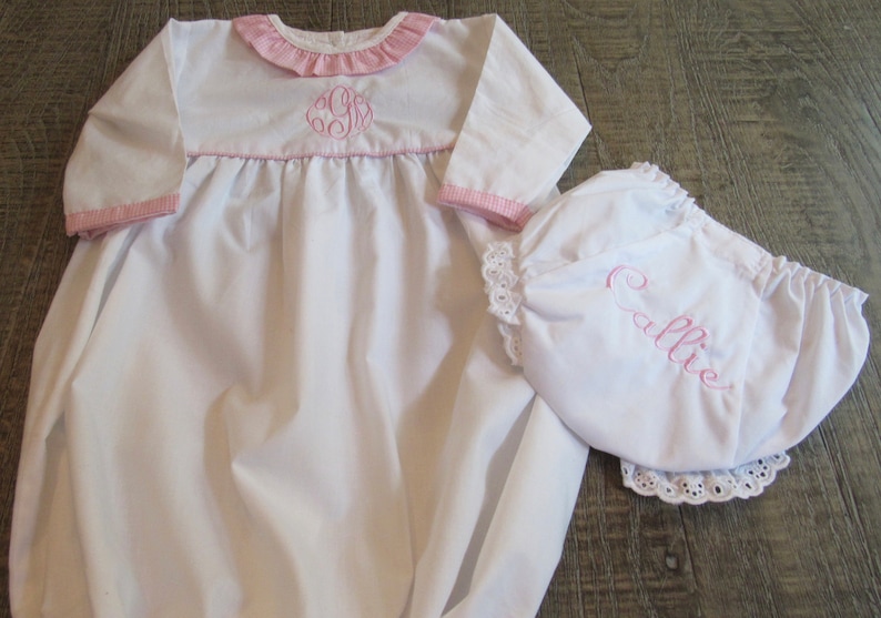 Monogrammed Coming Home Gown With Bloomers Two-piece Set. - Etsy