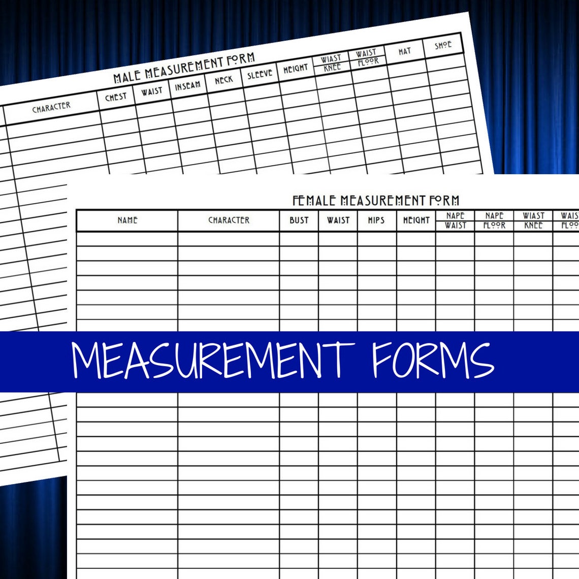 Printable Theater Costume Measurement Form Male and Female Instant ...