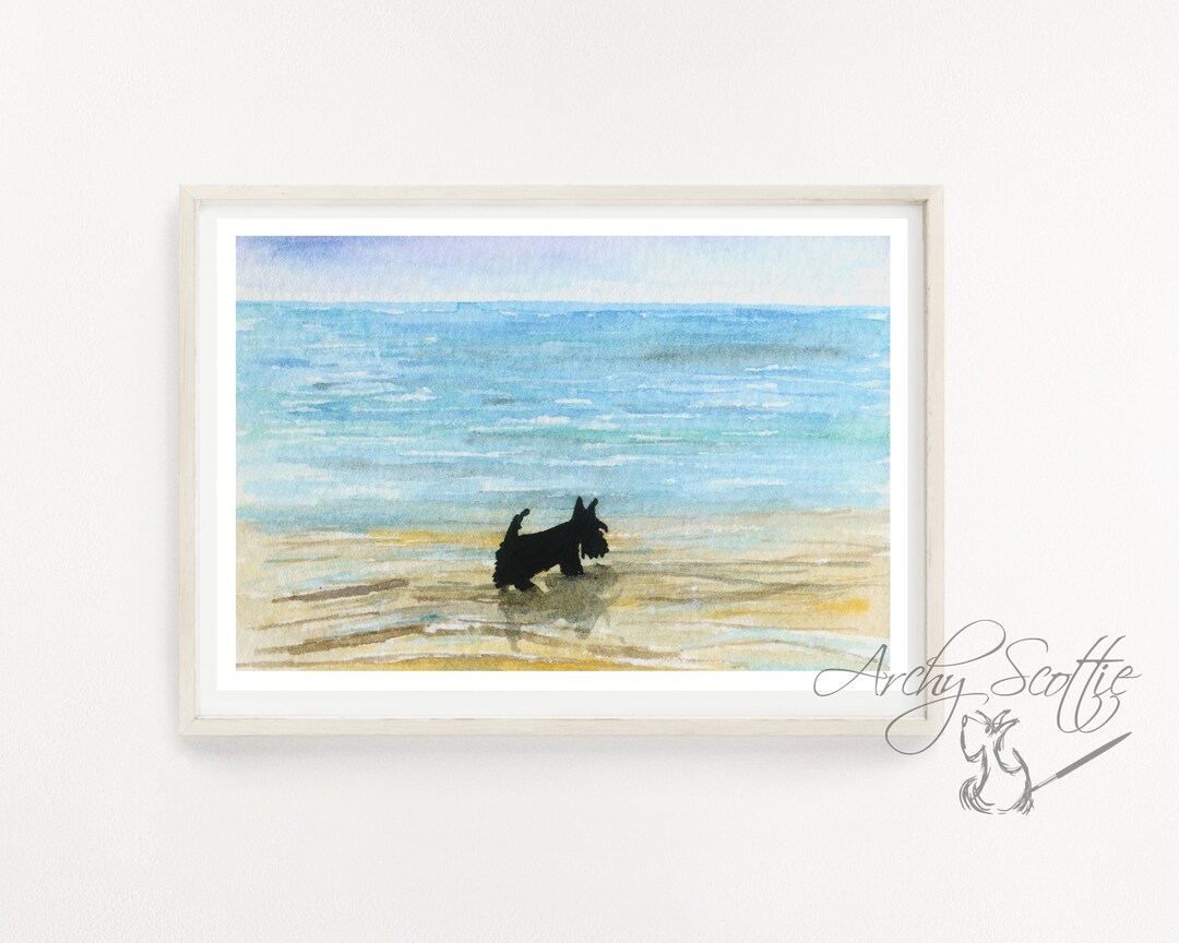 Scottie Dog Fine Art Print Scottish Terrier 'beach Walk' #68 Scottish ...