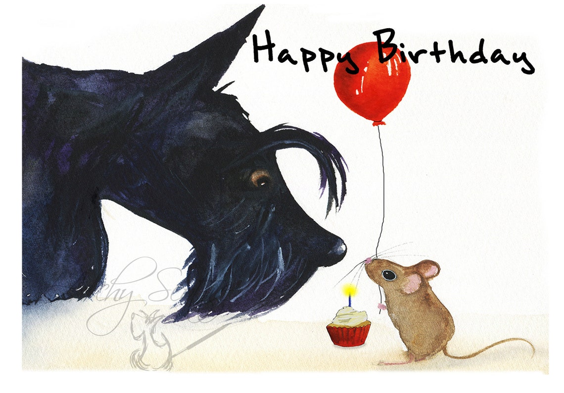 Scottie Dog Birthday Greeting Cards,'happy Birthday' Ten Various Art ...