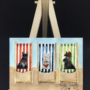 ACEO Print Scottie Dogs 'deck Chairs' Miniature Print Scottish Terrier ...
