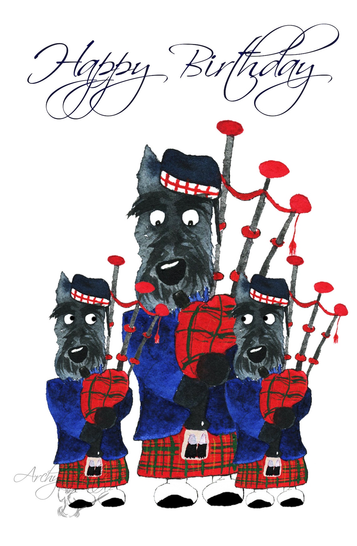 Scottie Dog Birthday Greeting Cards,'happy Birthday' Ten Various Art ...